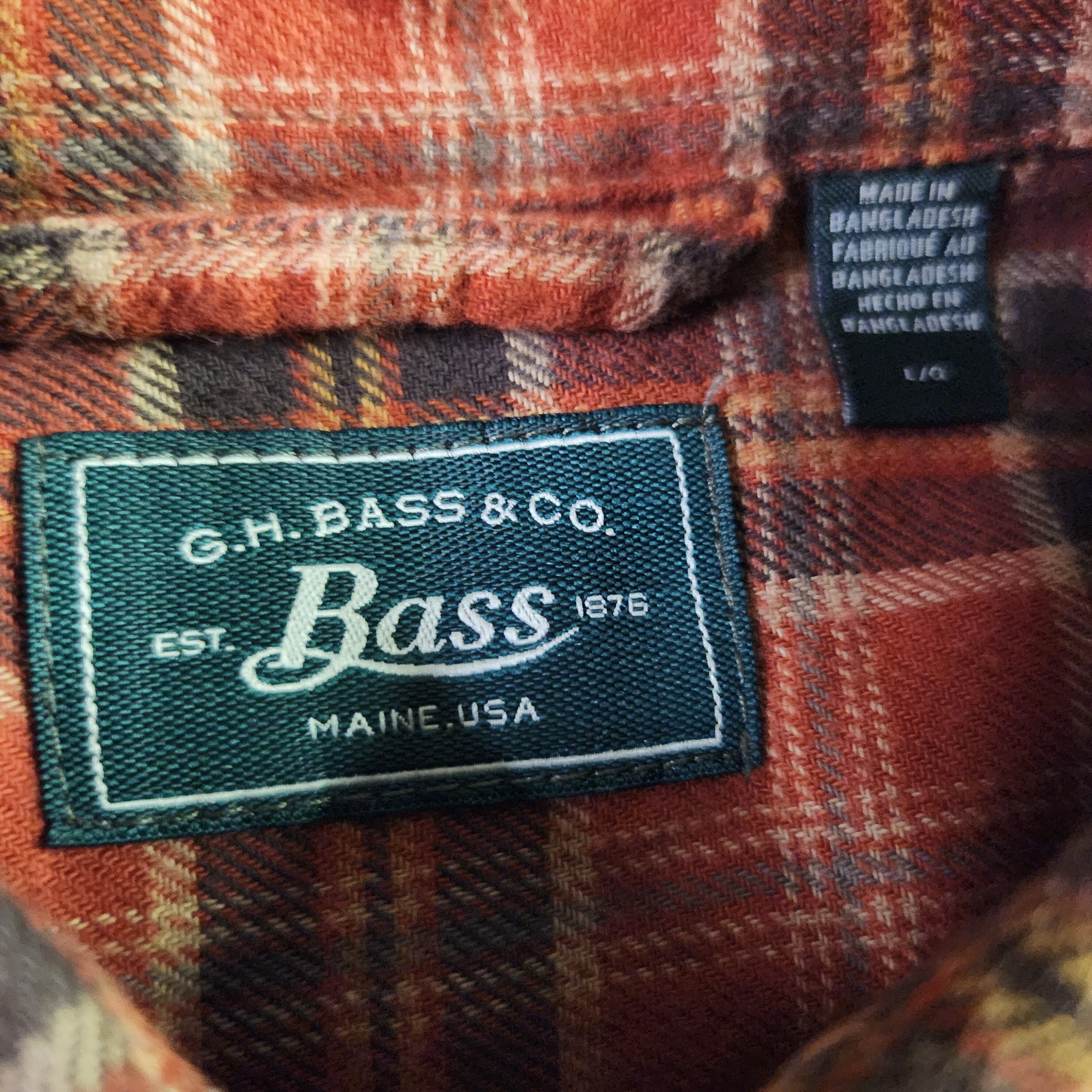 G.H. Bass Plaid Flannel Shirt Large Long Sleeve Button-down Pocket Mens ...