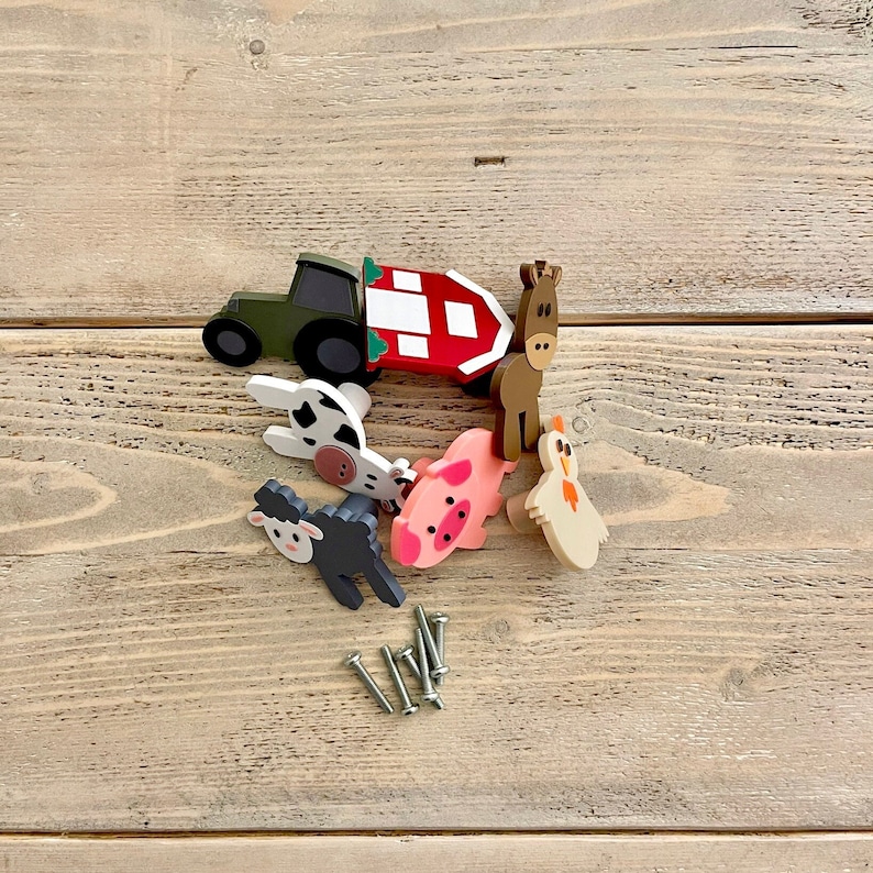 Farm Animal Drawer Handles, Animal Bedroom Decor, Farm Animal Drawer ...