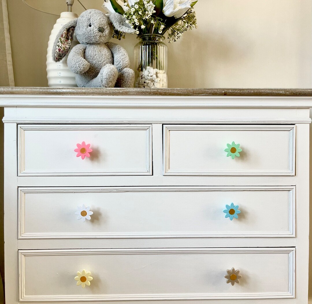 Daisy Flower Drawer Handles, Flower Bedroom Decor, Flower Drawer Knobs ...