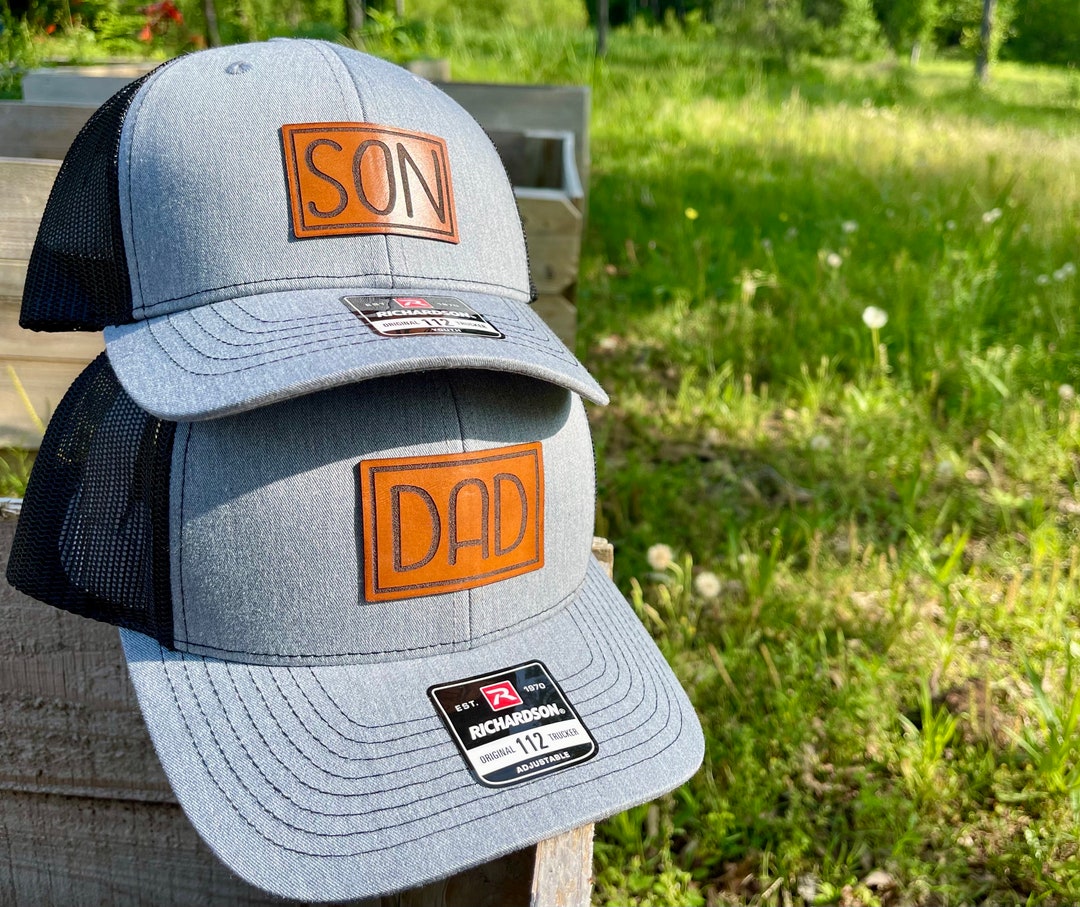 Custom Dad & Son Richardson Hat Set, Leather Patch Trucker Hats - Etsy