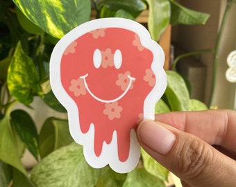 Outline of Melting Smiley Face Sticker - Etsy