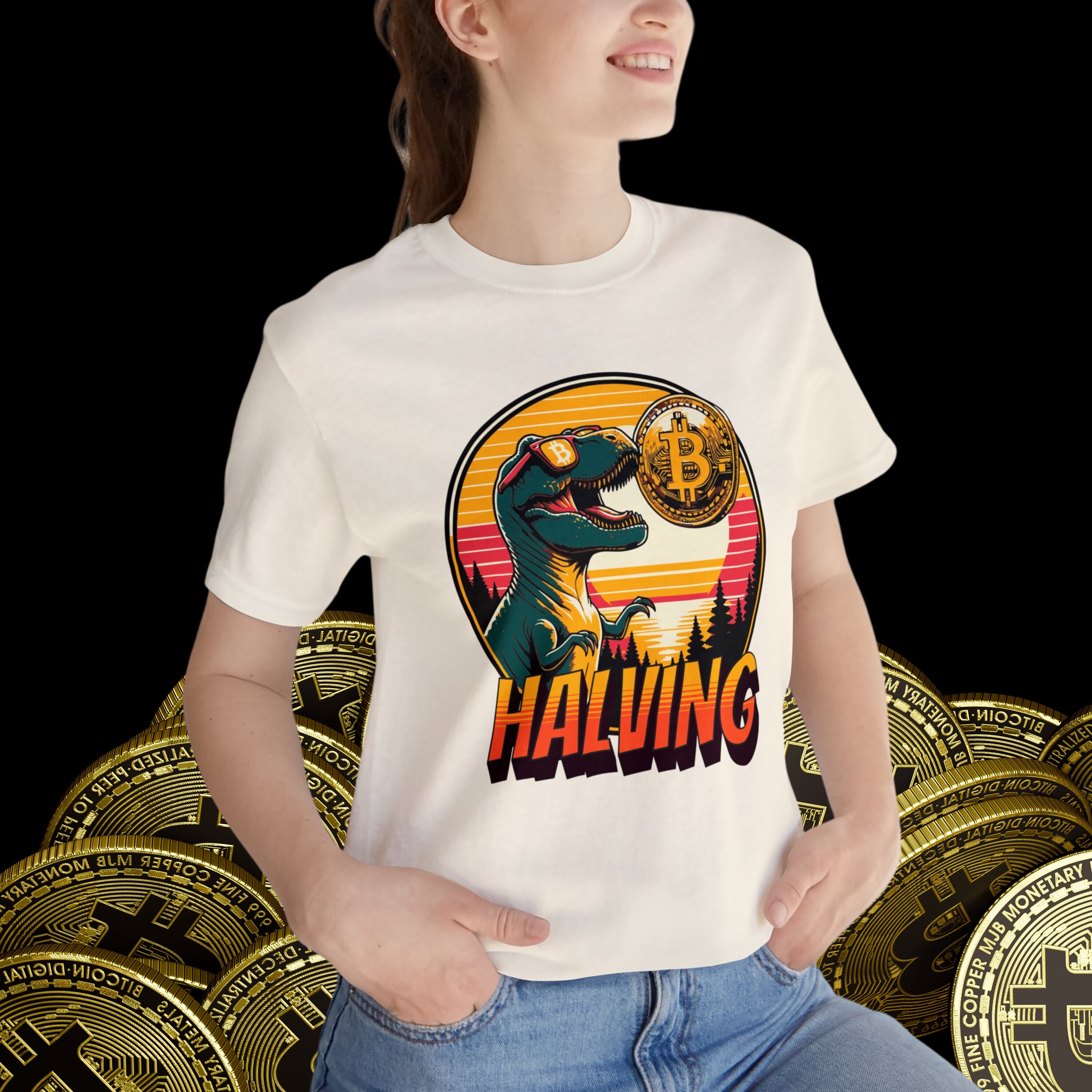Bitcoin Halving T-rex Sunset Shirt, Bitcoin Halving Shirt,funny Shirt ...