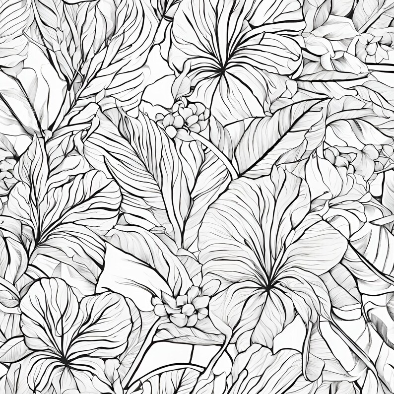 Garden Coloring Book for Adults Outdoor Magical Flowers Botanical ...