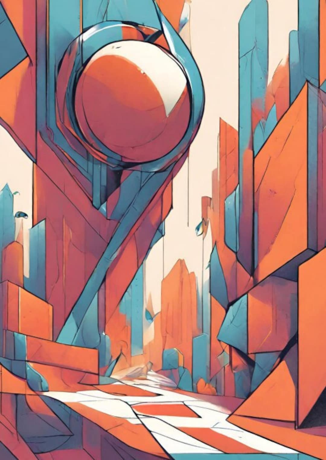 Abstract Asymmetrical Art Vintage Home Decor Contemporary Art - Etsy