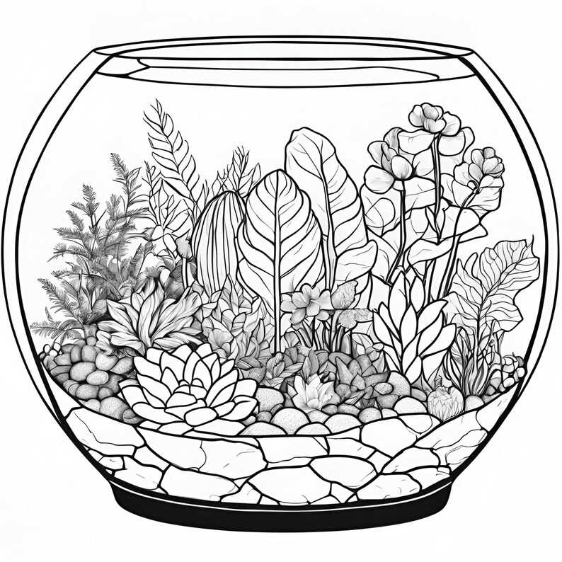 Garden Coloring Book for Adults Outdoor Magical Flowers Botanical ...