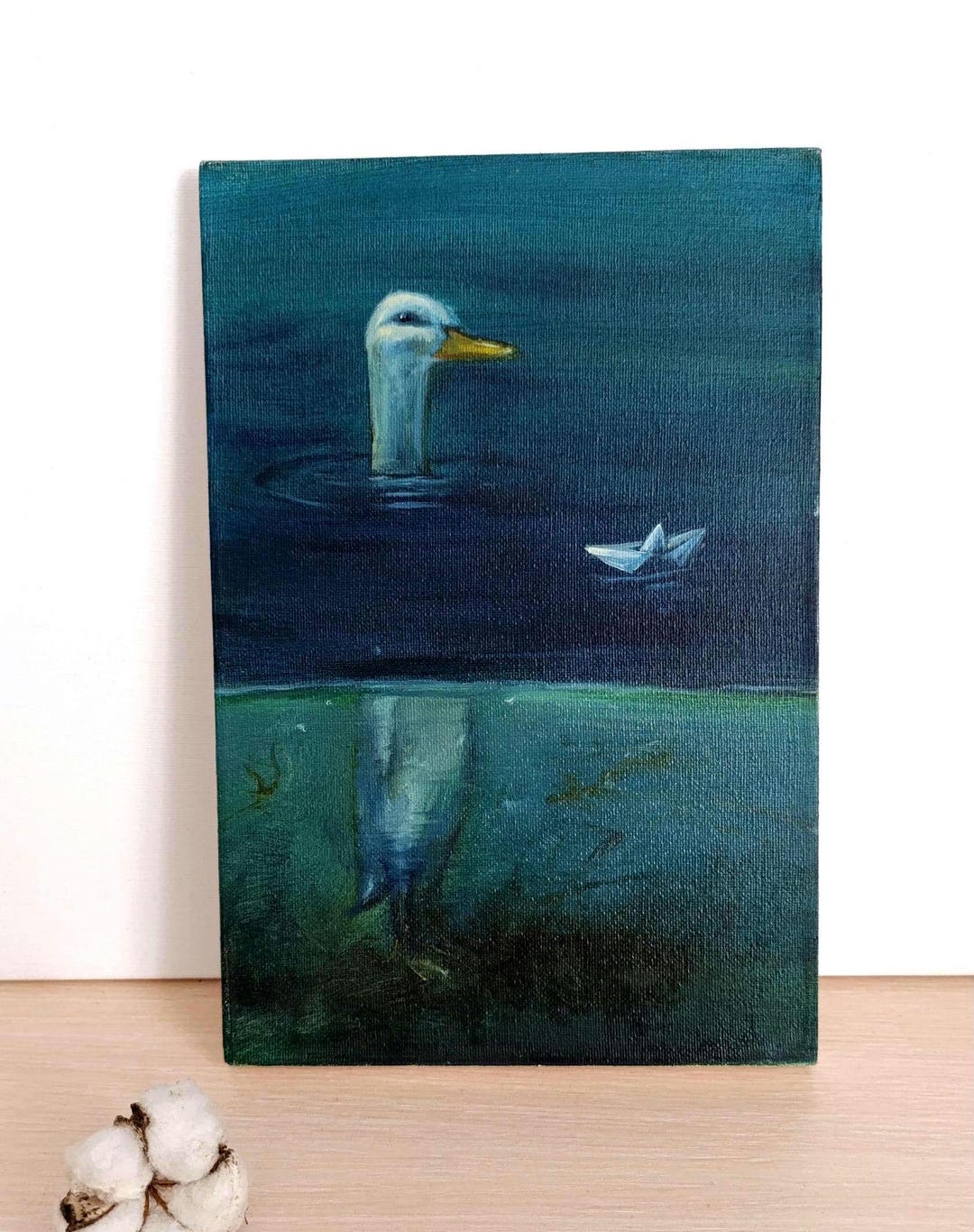 Duck Oil Painting Original , Wierd Duck Wall Art , Surreal Moody Wall ...