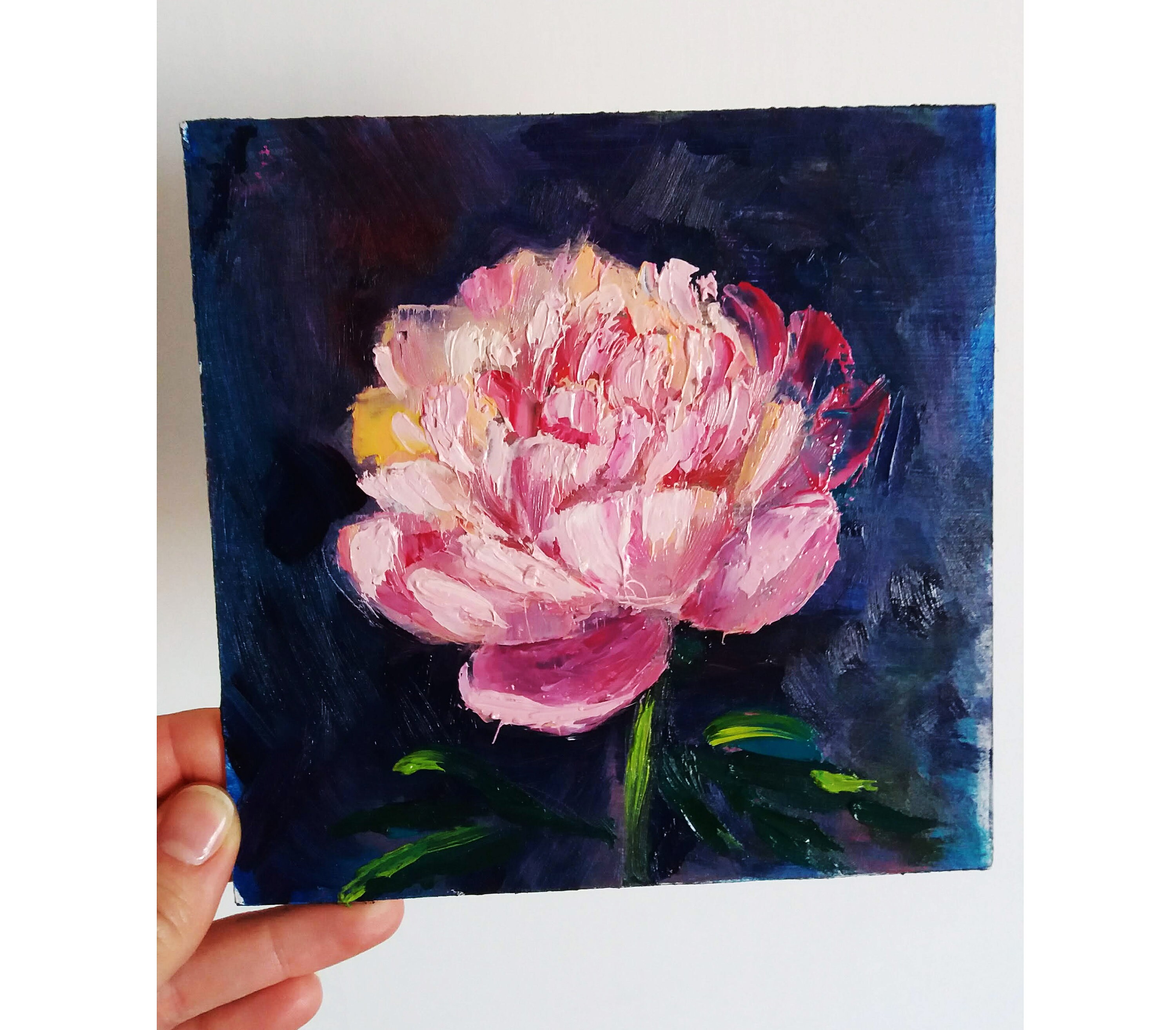 Oil Art & Collectibles Peonies Oil Painting Original Flower Impasto ...