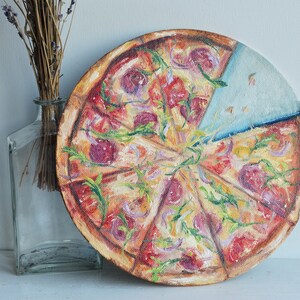 Original Pizza Oil Painting, Realistic Hand Painted Pizza Art, 25 Cm ...