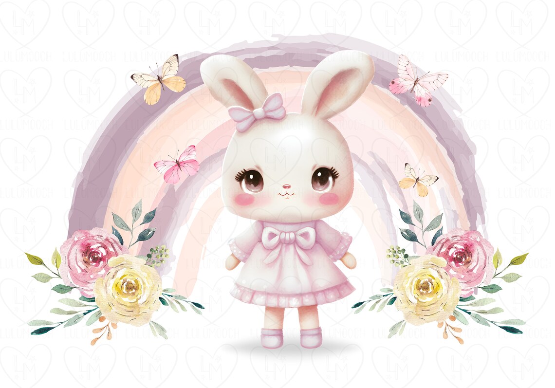 Easter Bunny Rainbow Easter PNG Design File Sublimation Instant ...