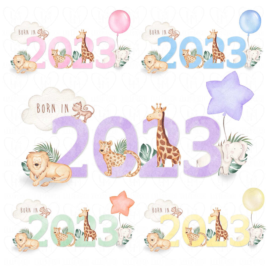 Born in 2023 - Safari Animals - New Baby - PNG Design File ...