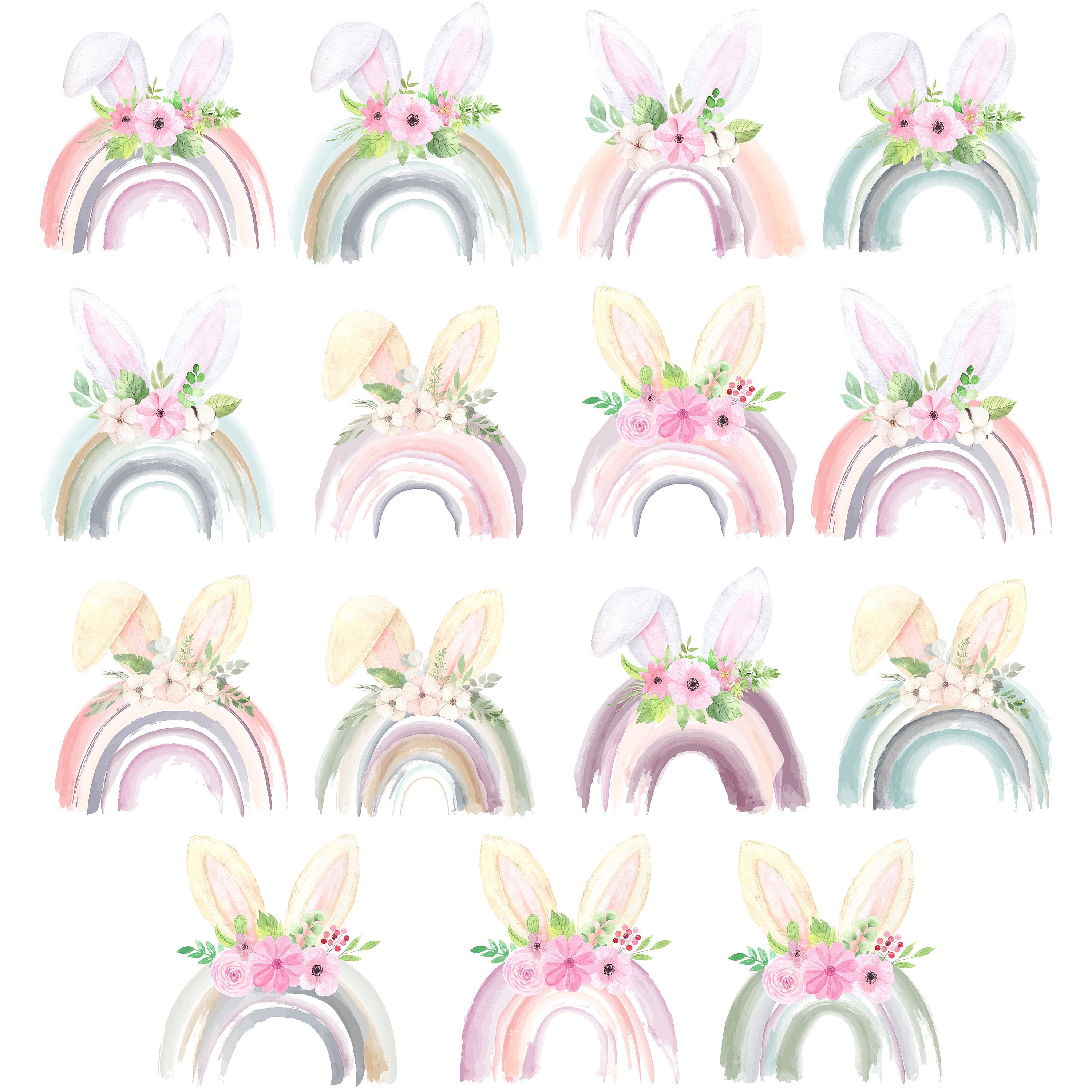 Easter Bunny Rainbow Collection - 15 X PNG Design File - Sublimation ...