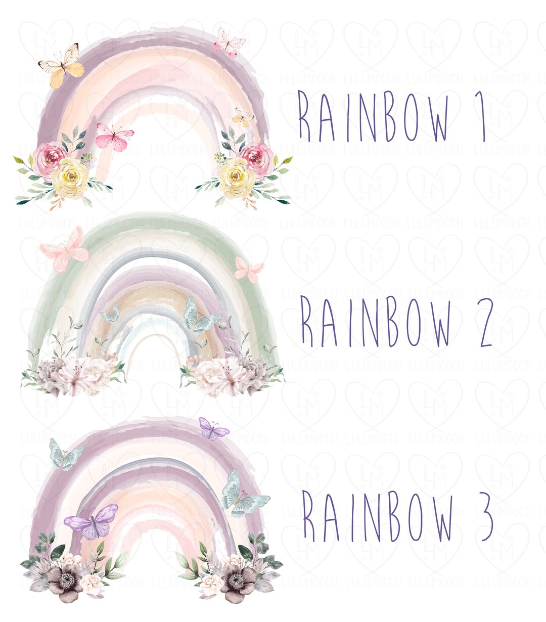 Floral Rainbow Flowers Pastel - PNG Design File - Sublimation - Instant ...