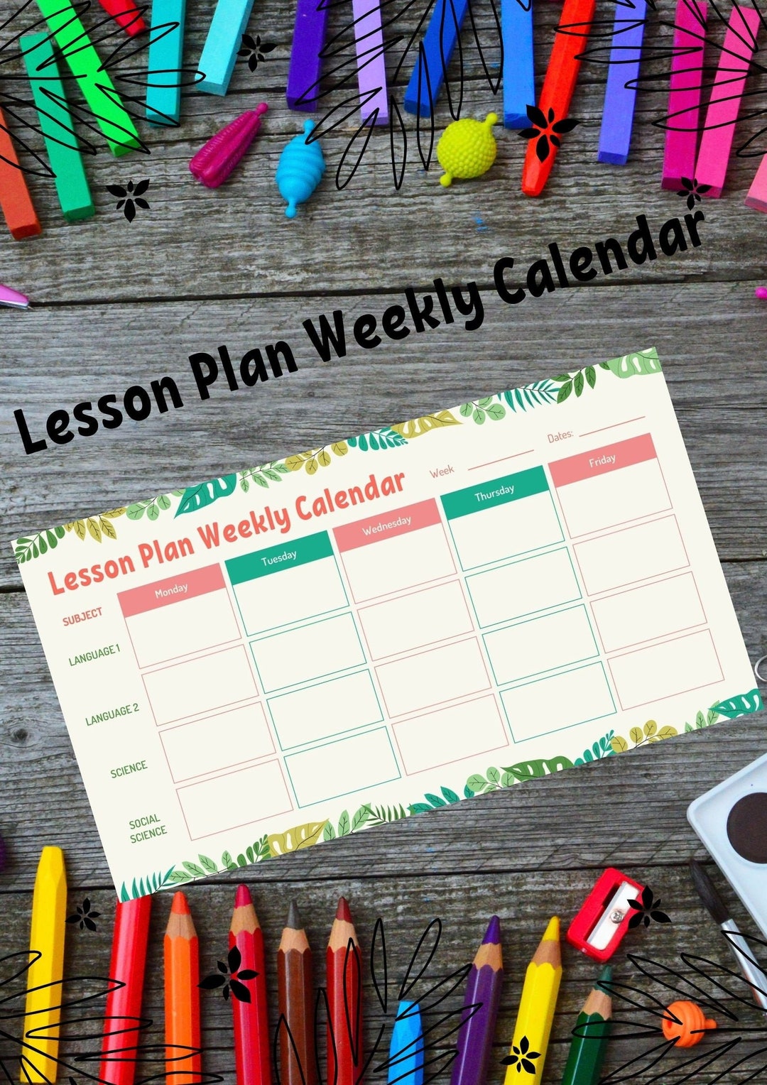 Digital Teacher Subject Lesson Plan Weekly / Monthly Calendar / Planner ...