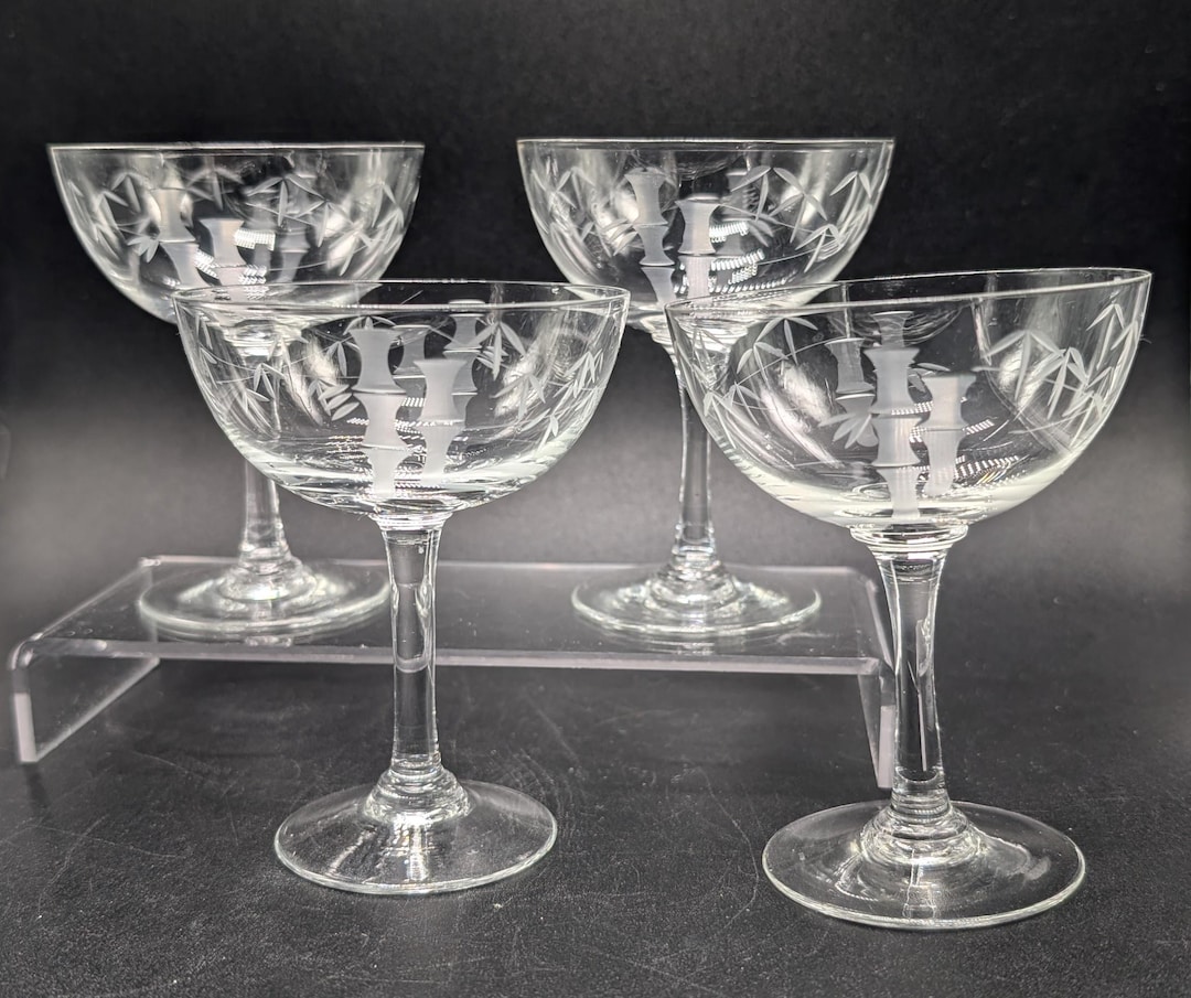 Noritake Bamboo Fine Crystal, Grey Cut, Set of 4 Champagne/tall ...
