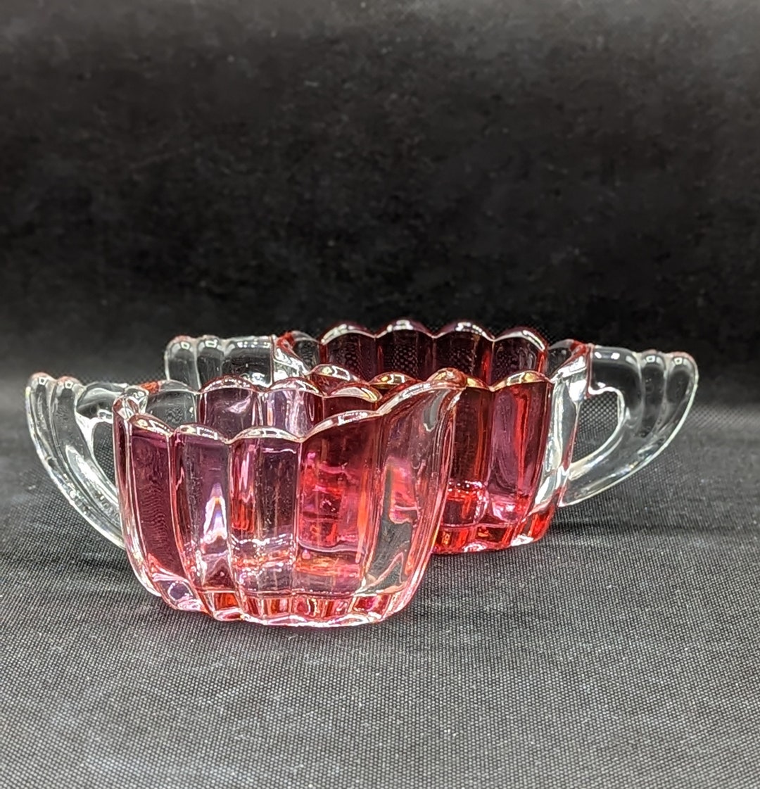 Heisey Crystolite Creamer and Open Sugar Ruby Stain Vintage Hard to ...