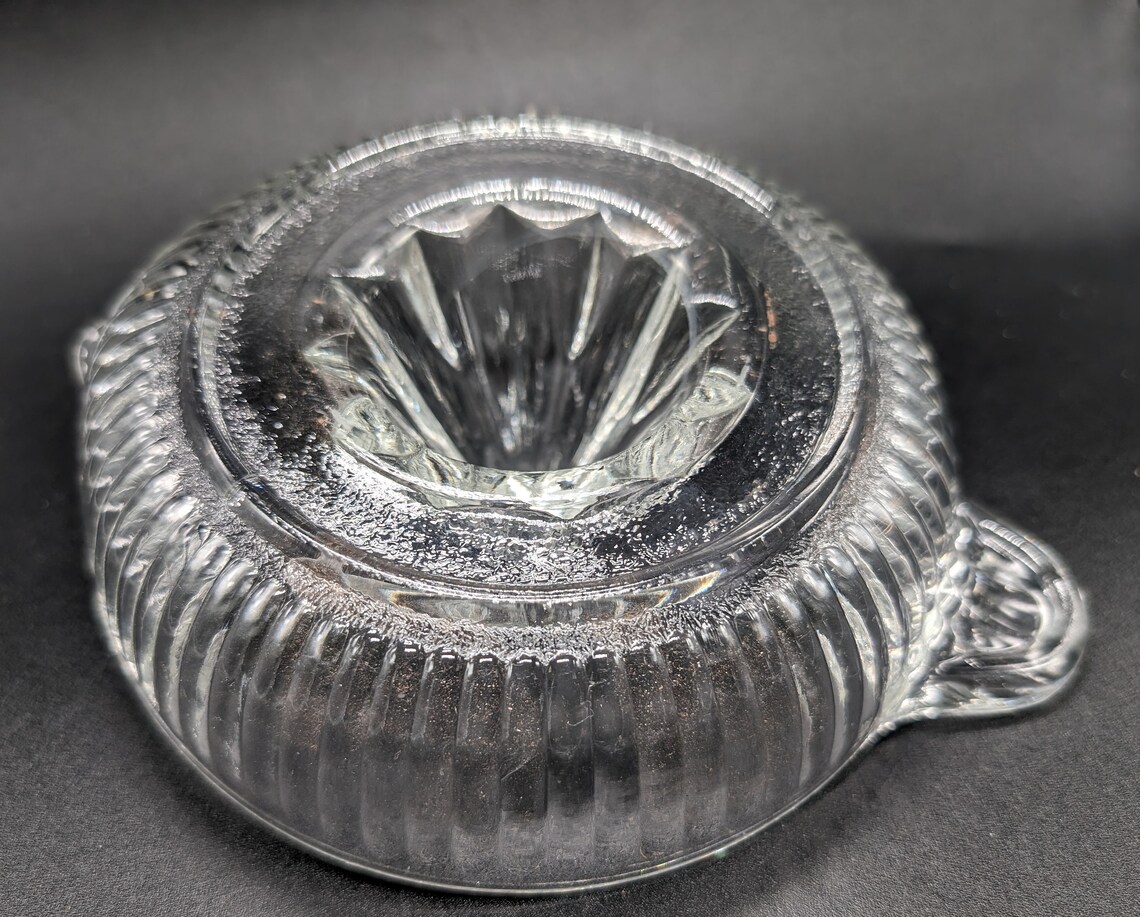 Hazel Atlas Clear Ribbed Glass Tab-handle Reamer/juicer – Circa 1940s ...