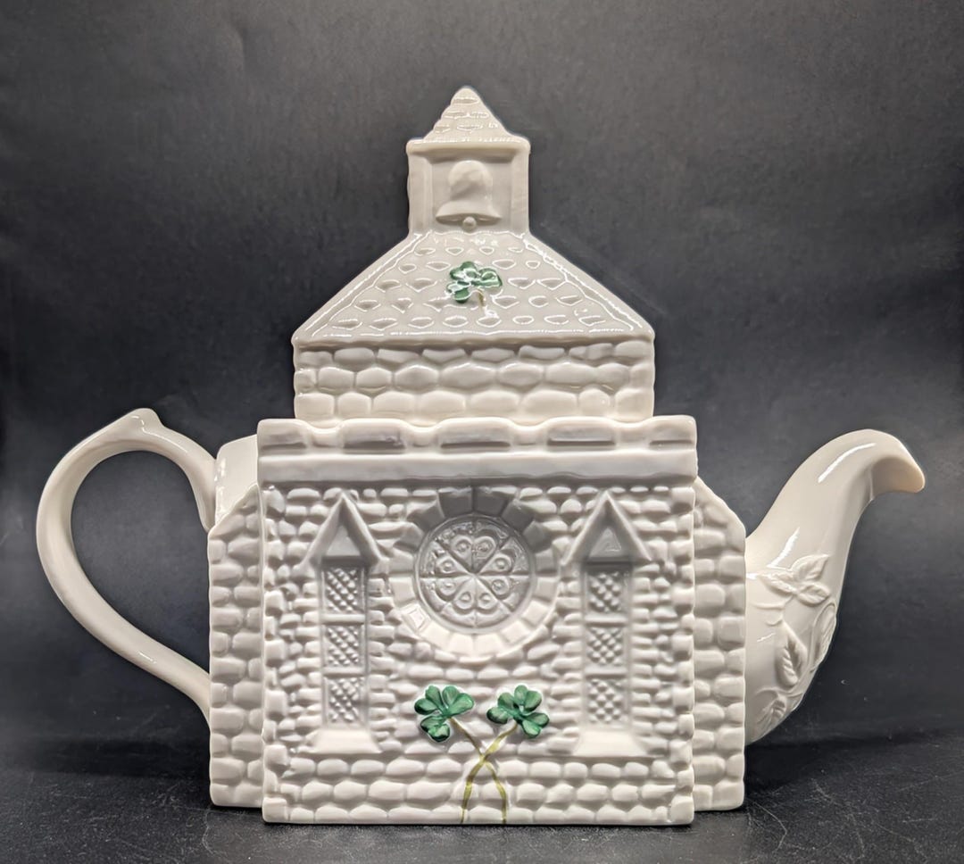 Belleek Shamrock Church Teapot, Irish Porcelain Made in Belleek ...