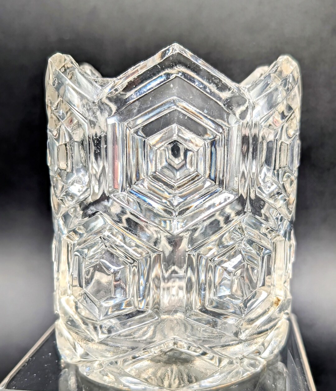 Dalzell, Gilmore & Leighton Co. Glass Hexagonal Bullseye Spooner ...