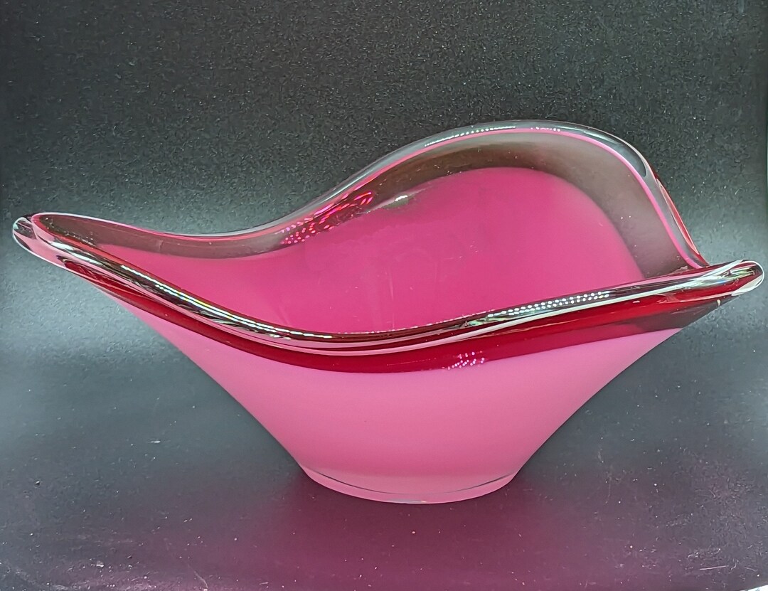 Scandinavian Freeform Glass Sculpture Bowl – by PAUL KEDELV – Signed ...