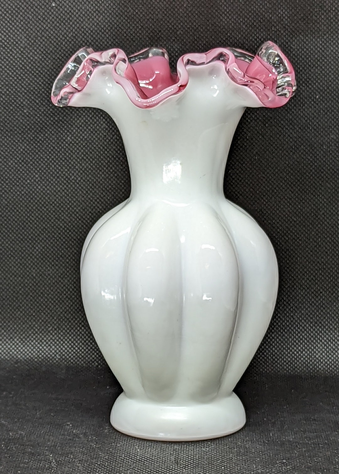 Fenton Peach Crest, Melon Shape Vase, 6” Tall - Vintage, Unmarked - Etsy