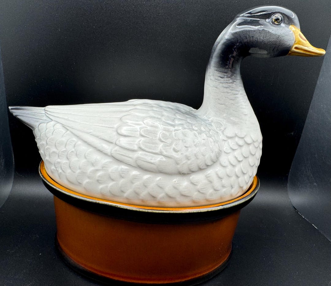 Vintage Secla Pottery Goose Covered Casserole Made in Portugal Goose on ...
