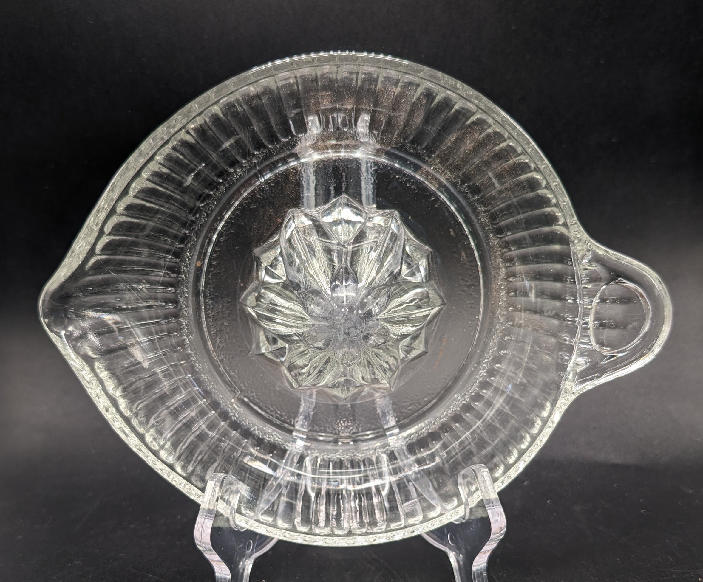 Hazel Atlas Clear Ribbed Glass Tab-handle Reamer/juicer – Circa 1940s ...