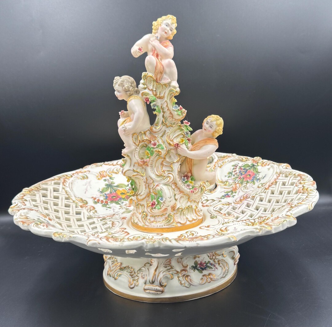 Capodimonte-style Porcelain (capo Di Monte) Cherub Centerpiece – MCM ...