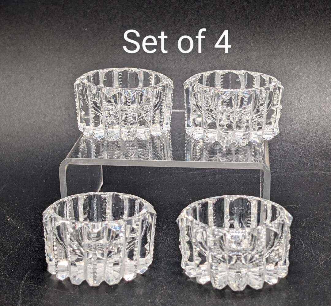 4 American Brilliant Cut Zipper Pattern Glass Salt Dips/salt Cellars - Etsy