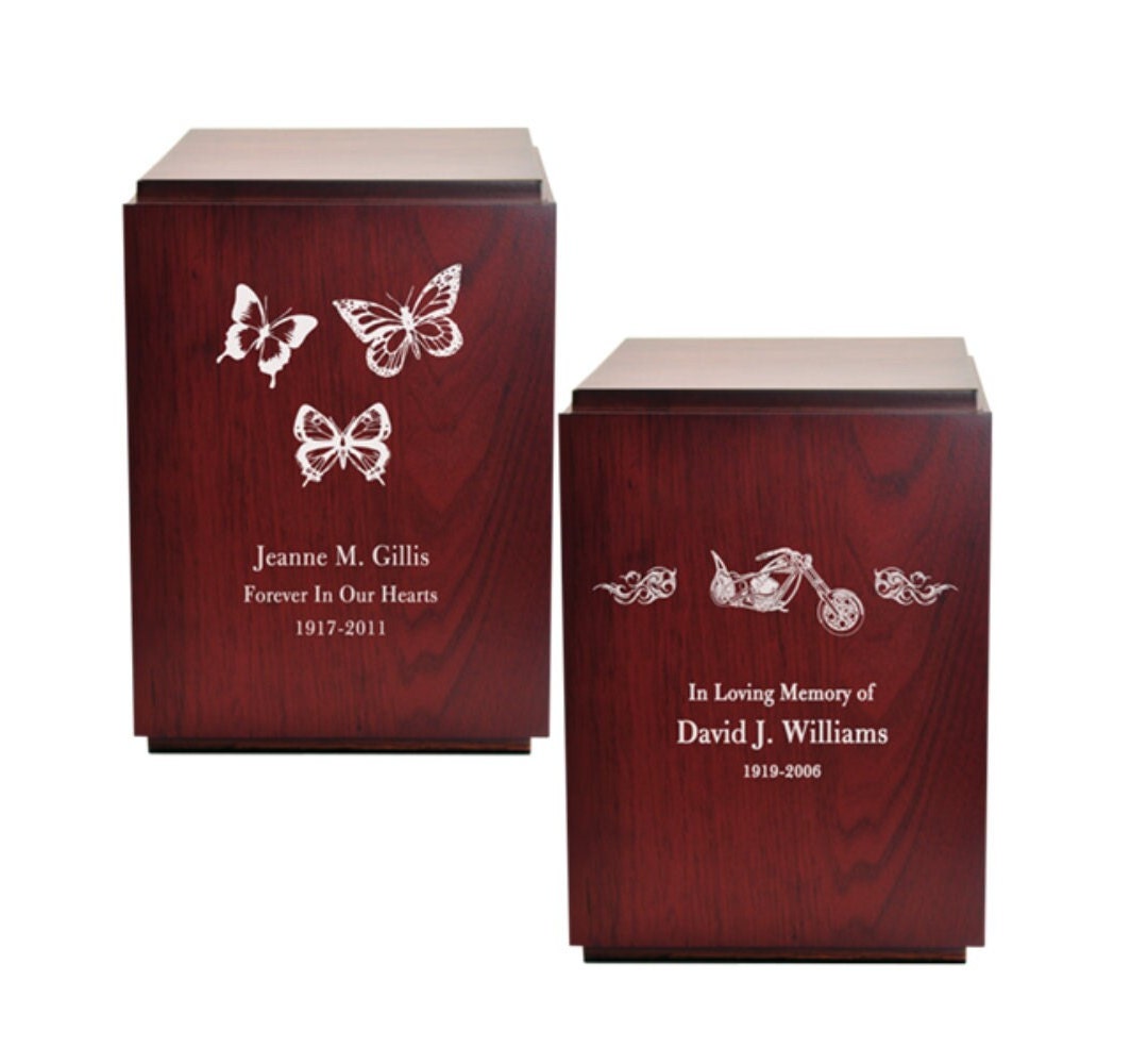 Cherry Finish Wood Urn With Oval Photo Window - Etsy