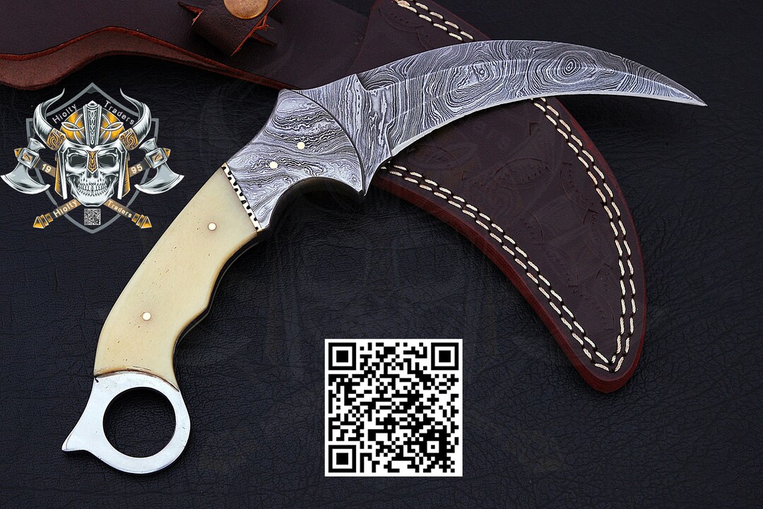 Damascus Karambit Knife, Hand Forged From 15N20 / 1095 High Carbon ...