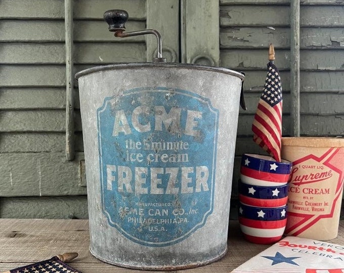 Awesome Vintage Metal Acme Ice Cream Freezer With Amazing Color ...
