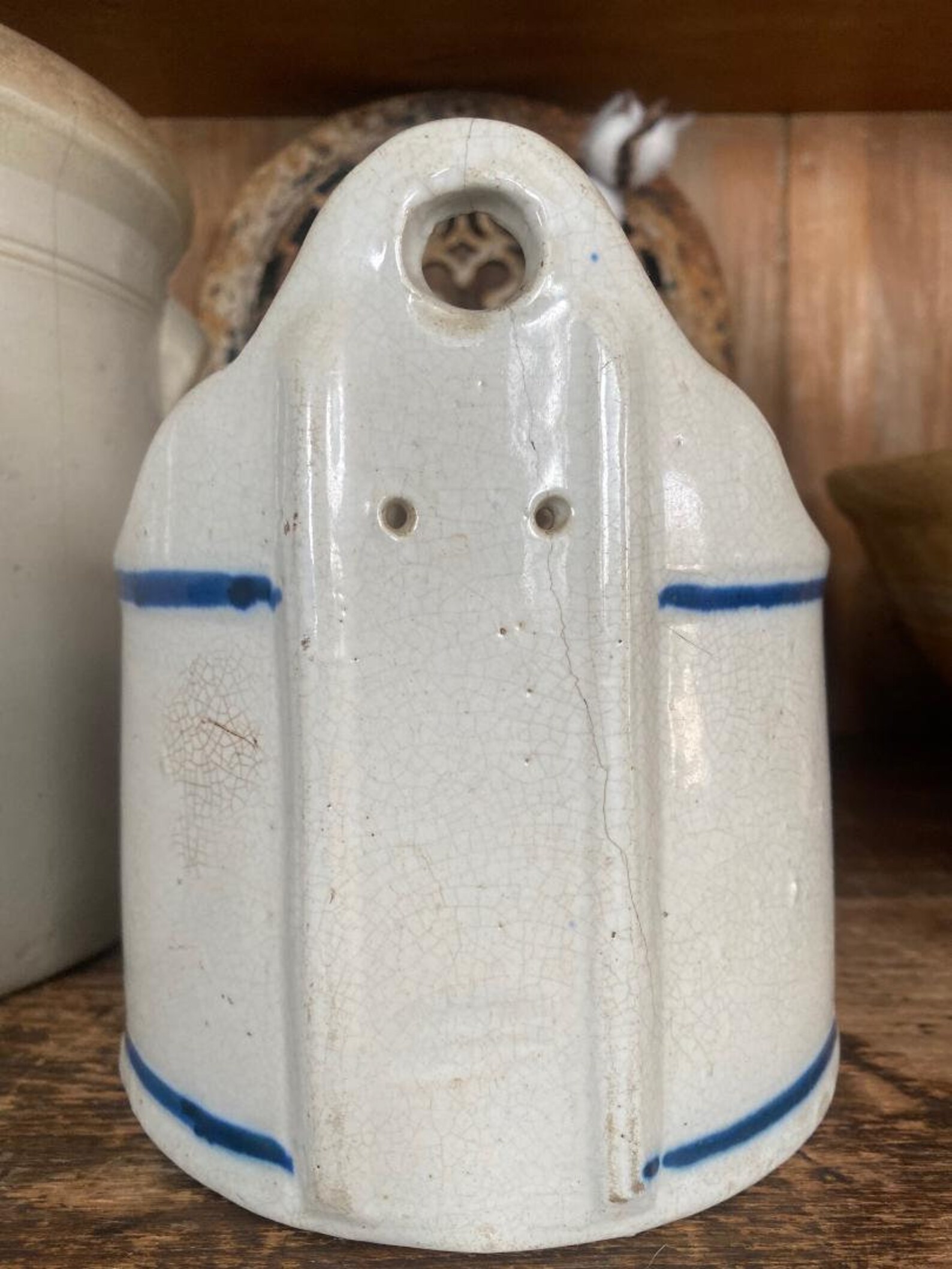 Gorgeous Antique Stoneware Salt Box With Cobalt Transfer no | Etsy