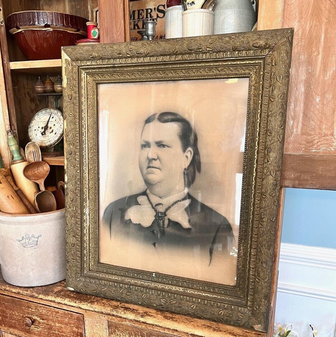 Gorgeous Framed Original Antique Victorian Portrait Charcoal on Canvas ...