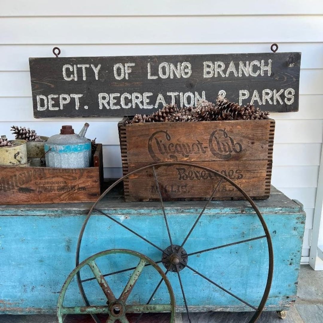 Authentic Vintage Double-sided Reflective Wood Sign - City of Long ...