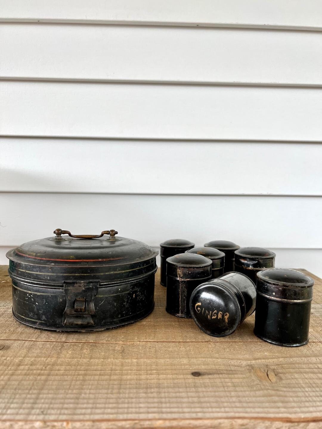 Wonderful & Rare Vintage Toleware Metal Spice Box With Seven - Etsy