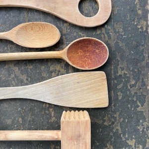 Primitive Wooden Utensil Set - Set of 5 - Farmhouse, French Country ...