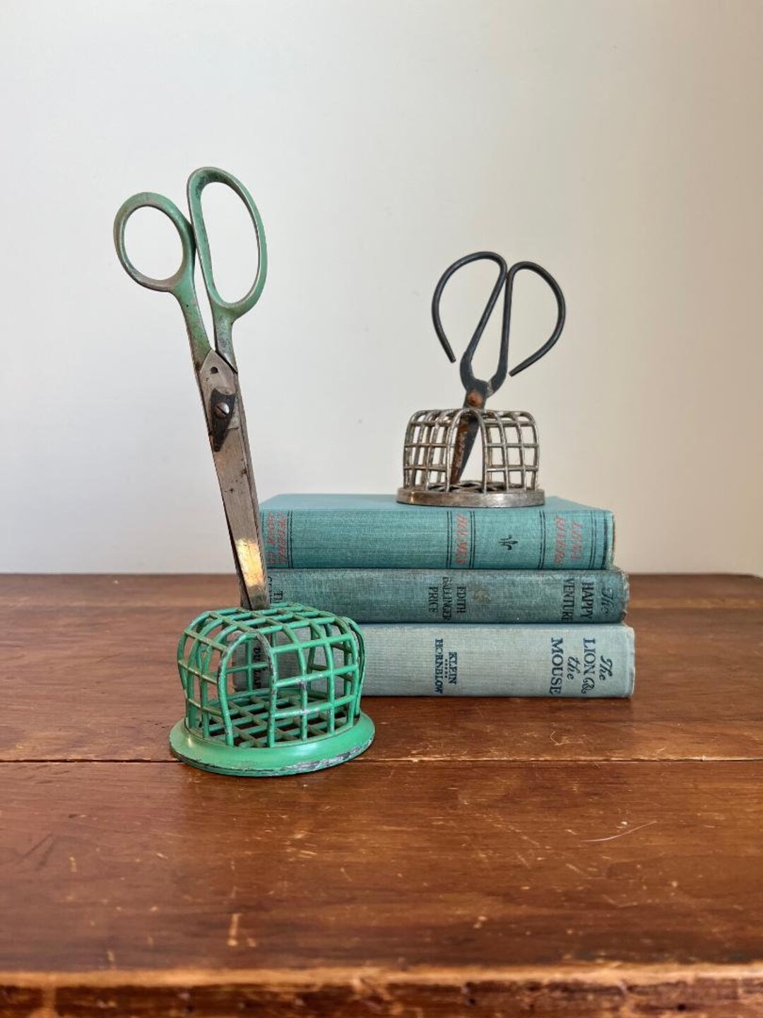 YOUR CHOICE of Awesome Vintage Metal Flower Frog Cages, Green or Silver ...