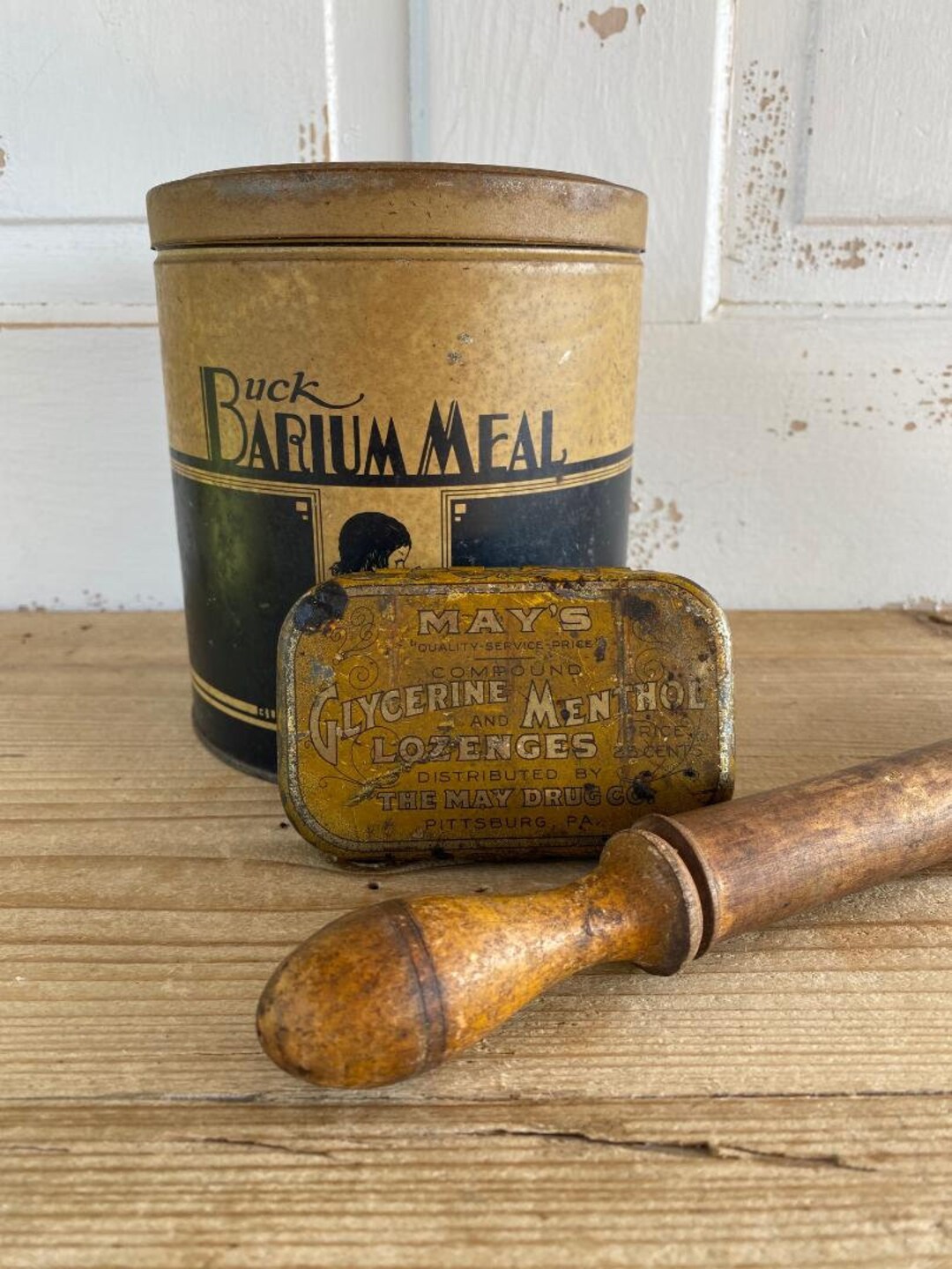 Antique May's Glycerin & Menthol Lozenges Litho Tin - Etsy