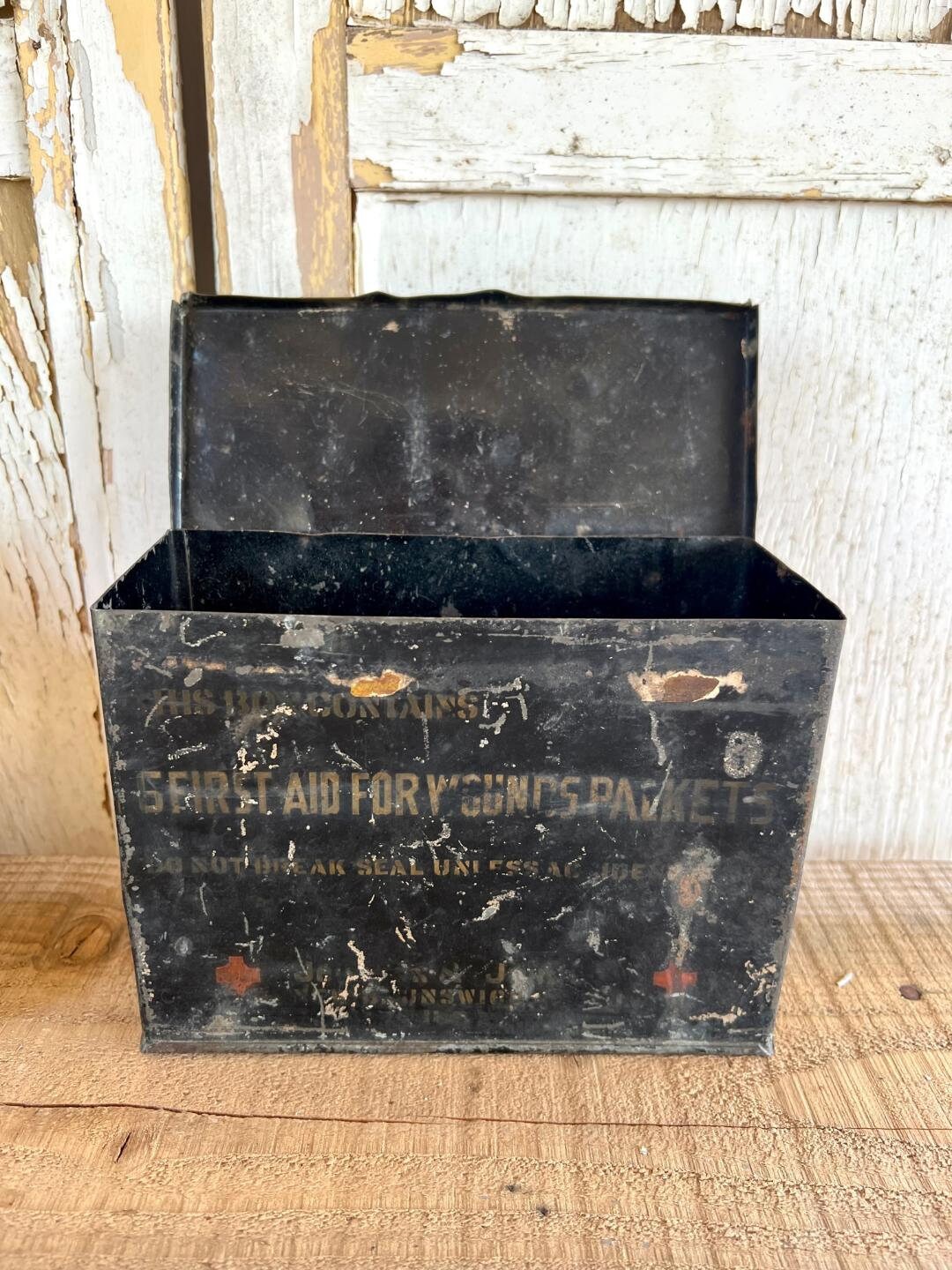 Antique Chippy Black Metal Johnson & Johnson Railroad Wound - Etsy