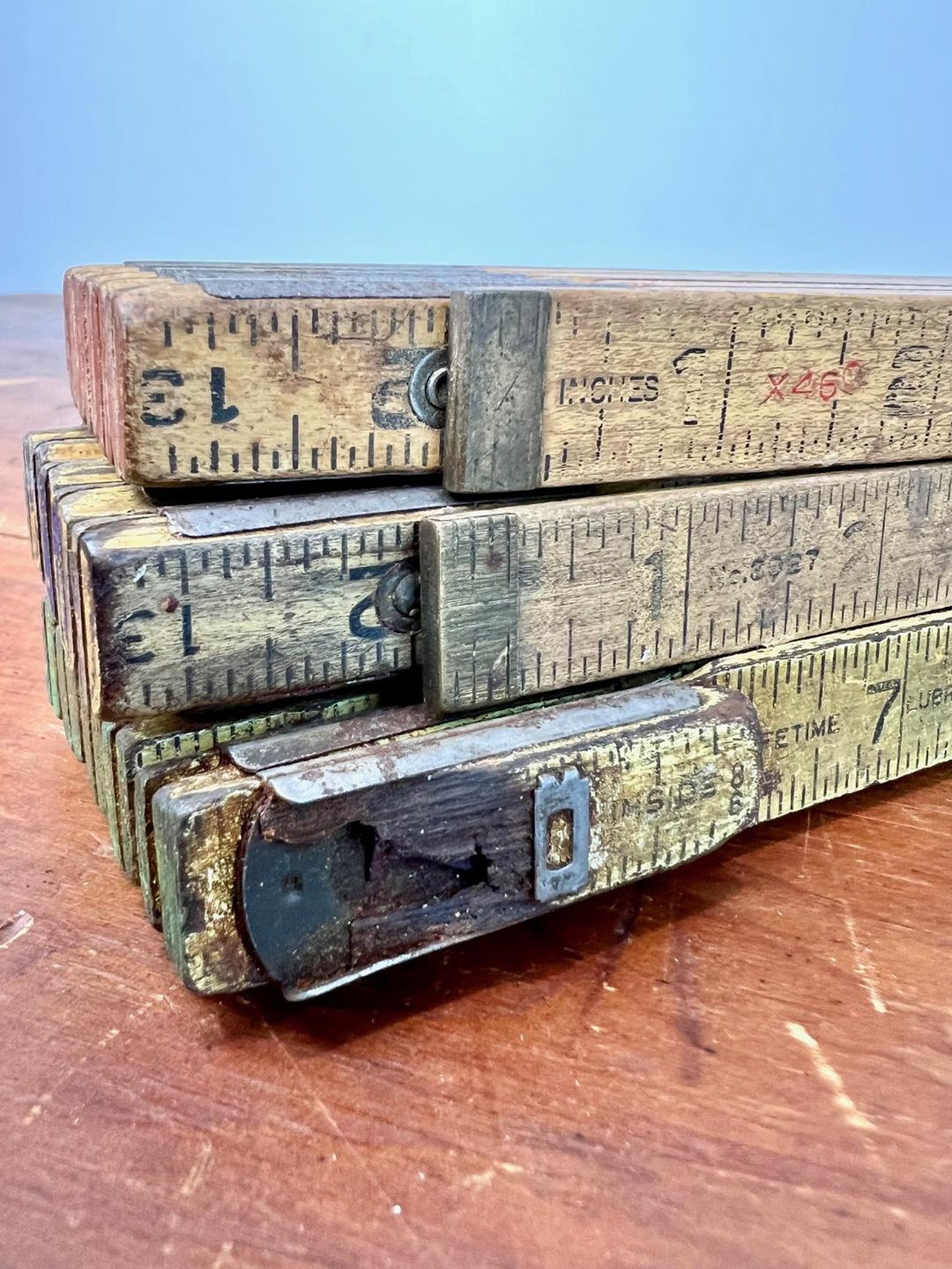 YOUR CHOICE of Vintage Wood & Brass Folding Extension Rulers - Lufkin ...
