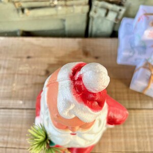 Wonderful Vintage Hand Painted Styrofoam Santa Statue With Faux Greens ...