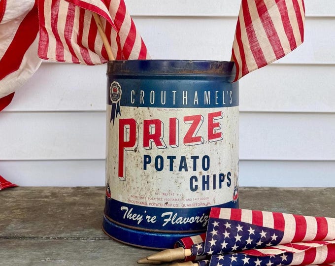 Vintage Crouthamel's Prize Potato Chips Advertising Tin With Perfectly ...