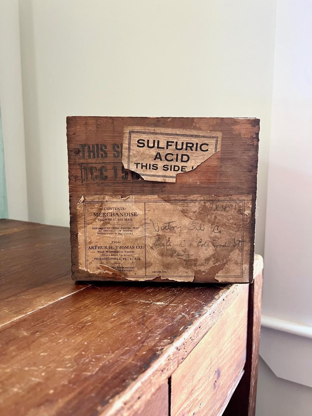 Awesome Antique Small Wood Shipping Box With Paper Labels Originally ...