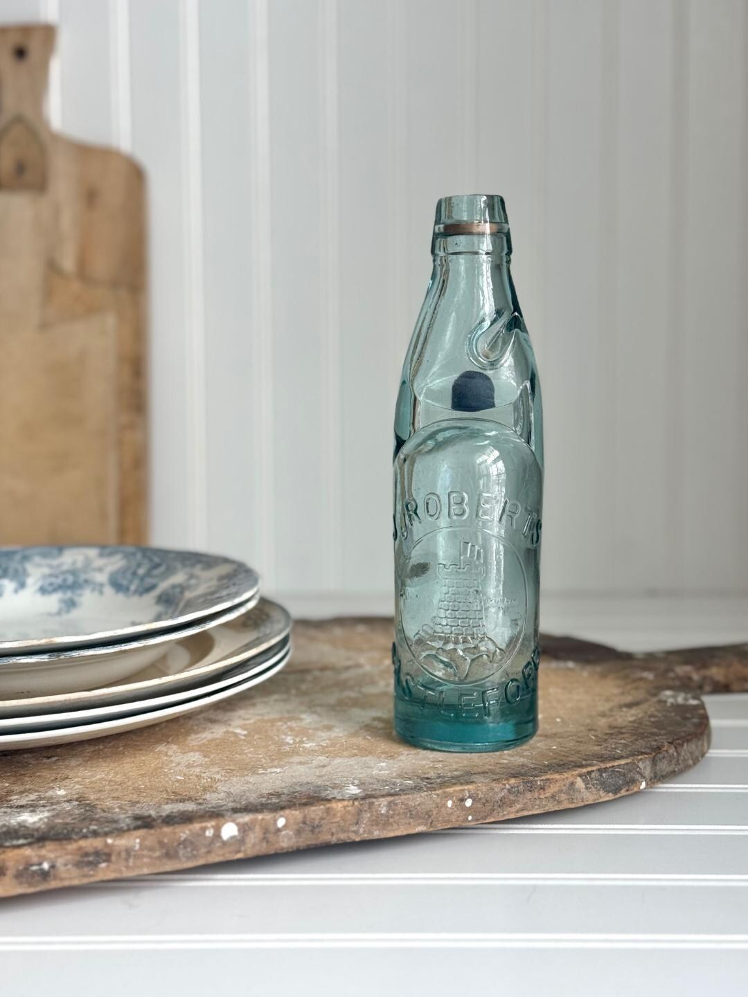 Awesome Antique Blue Glass Codd Neck Bottle With Blue Marble Stopper ...