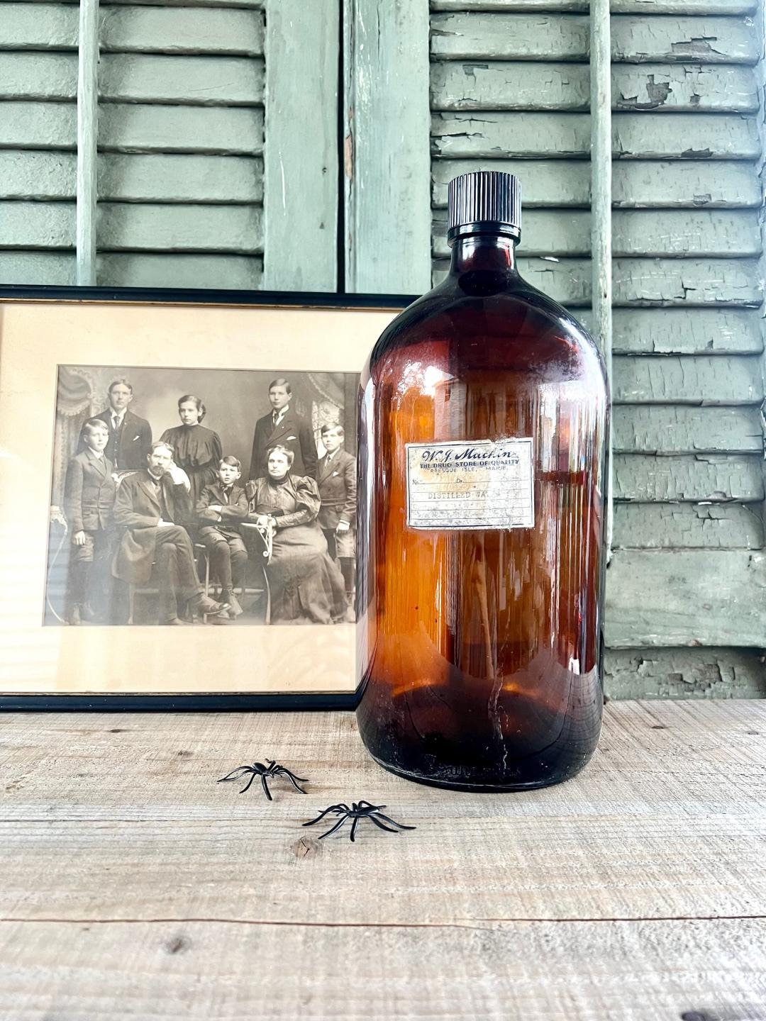 Phenomenal Large Antique Druggist / Drug Store Amber Bottle With ...