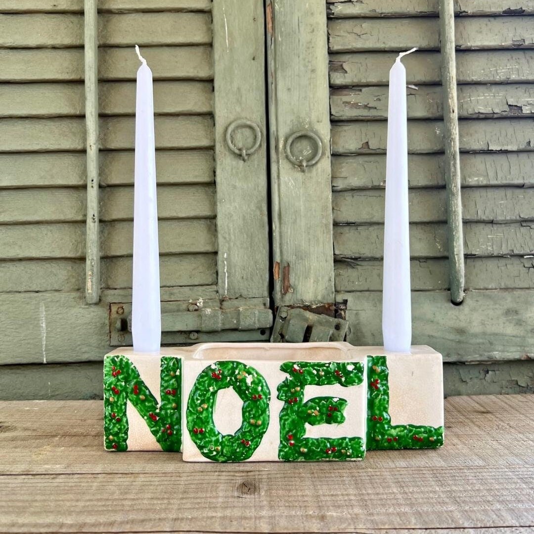 Vintage Mid-century NOEL Ceramic Taper Candle Holder, Stafford Japan - Etsy