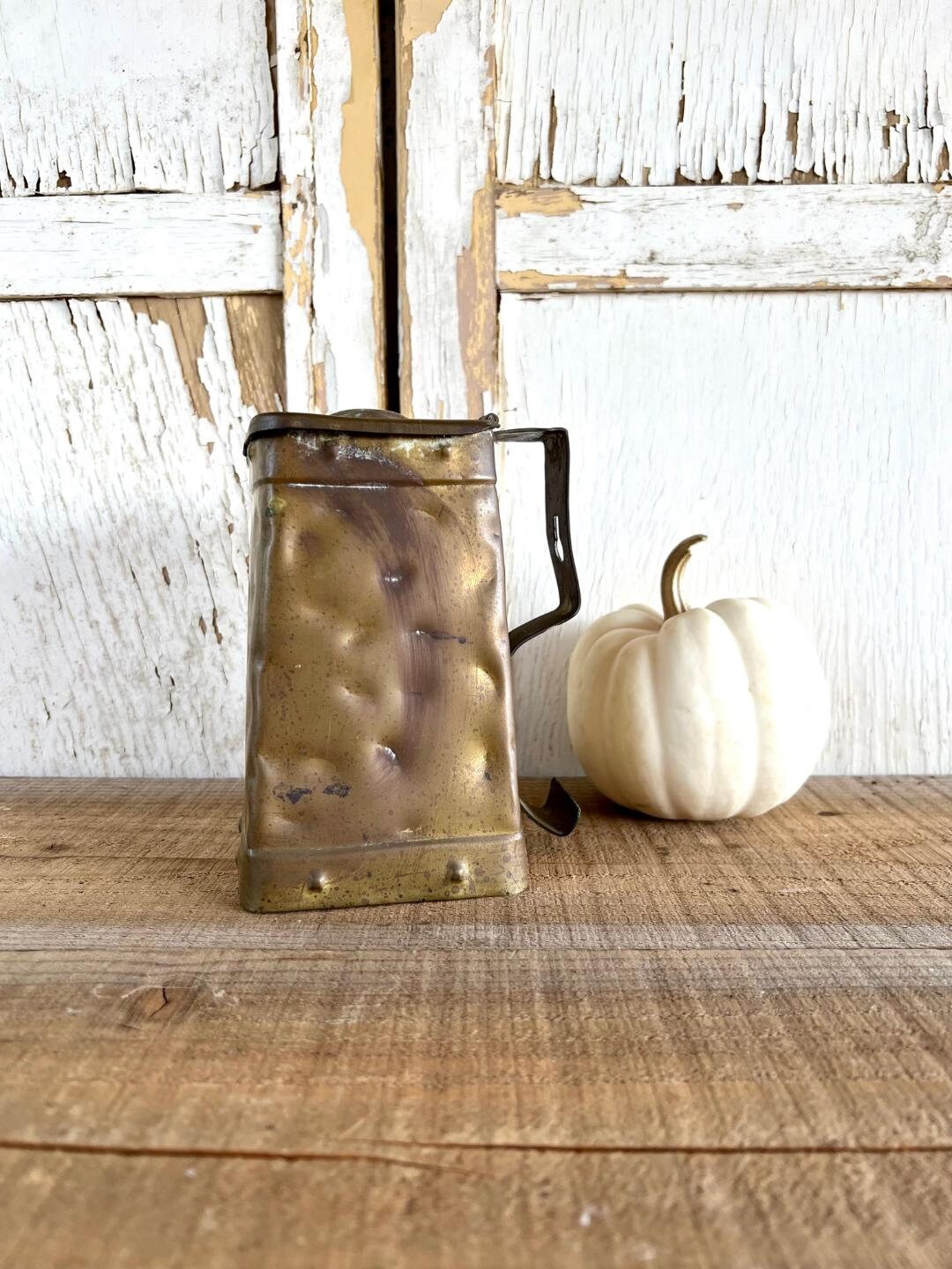 Antique Cape Cod Shop Hand Hammered Brass or Copper Fire Starter / Fire ...