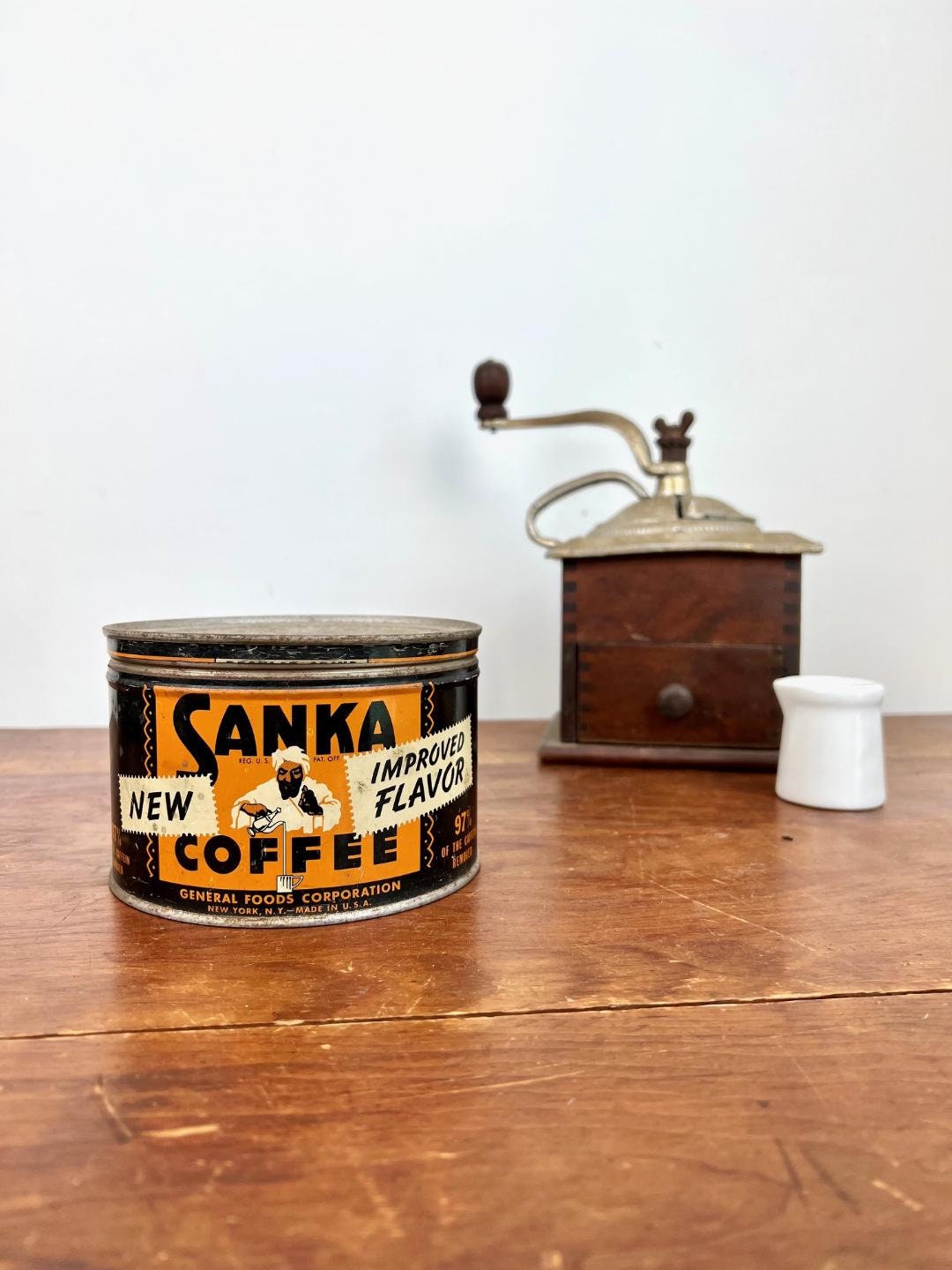 Vintage Sanka Coffee Advertising Tin With Original Lid & Wonderful ...