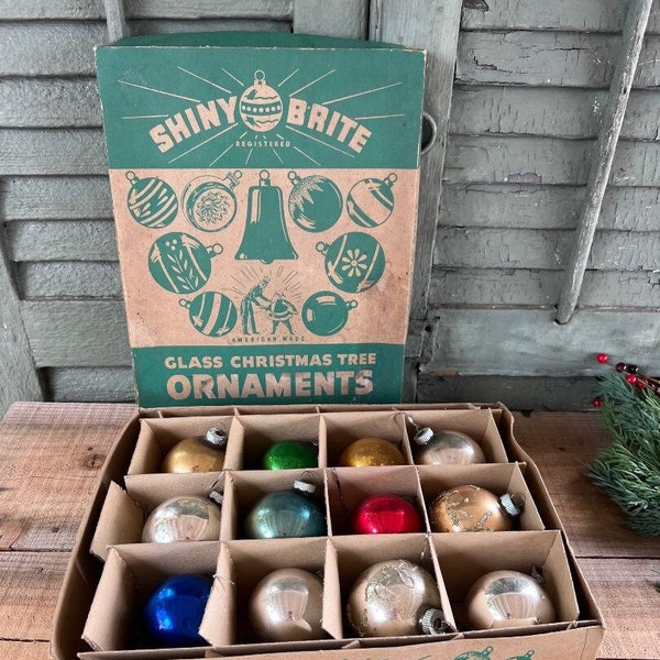 Vintage Shiny Brite Box Ornaments - Etsy