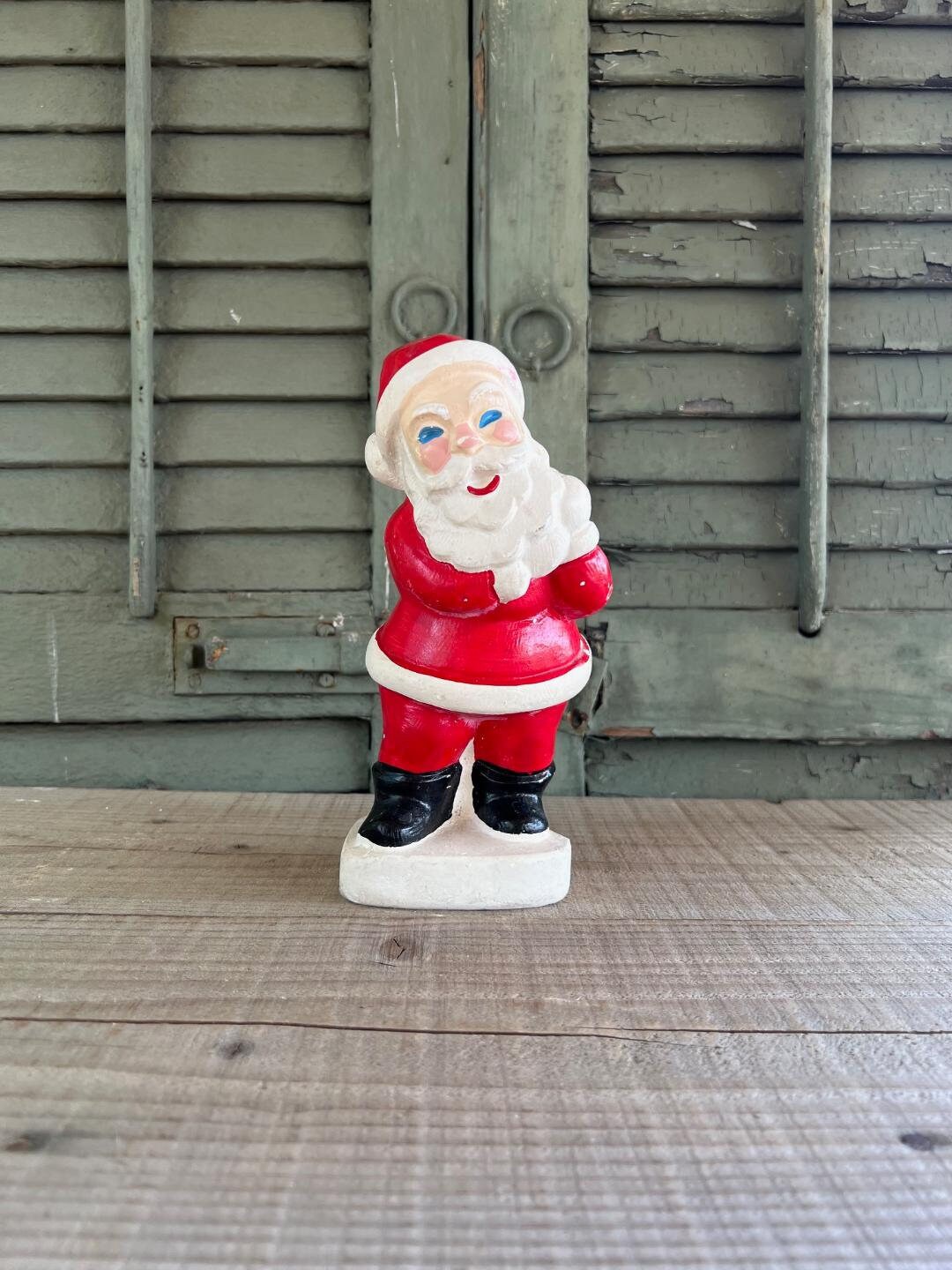 Vintage Herman Kleiner Chalkware Blue-eyed Santa Candle Holder (chipped ...